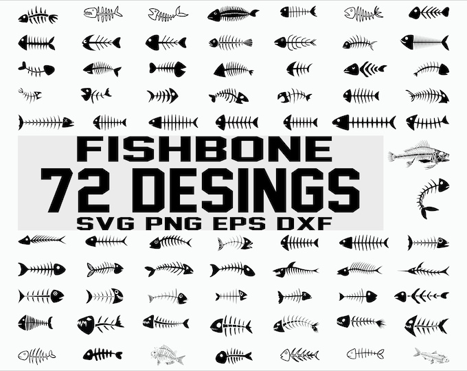 Fish Skeleton Svg Dxf Pdf Laser Cut Files Svg File for Cricut Fish ...