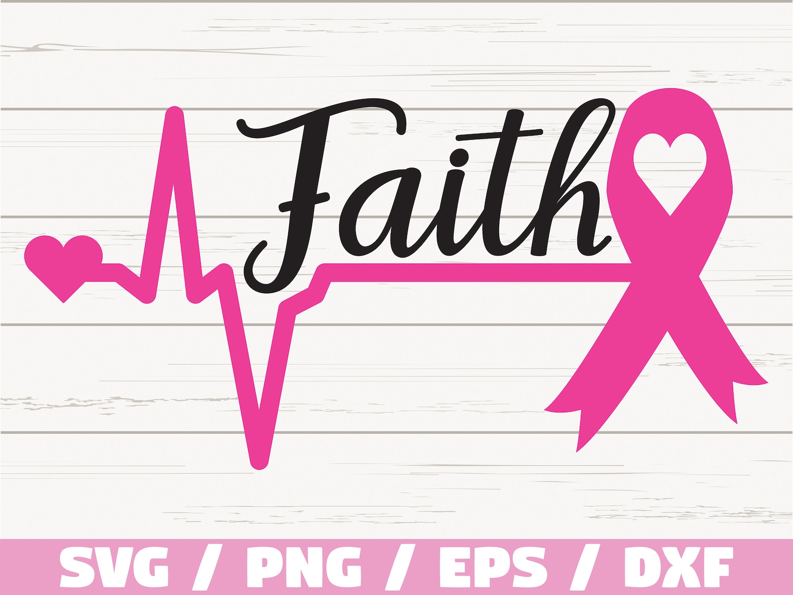 Faith Heartbeat Ribbon SVG / Breast Cancer Svg / Cancer Survivor Svg ...