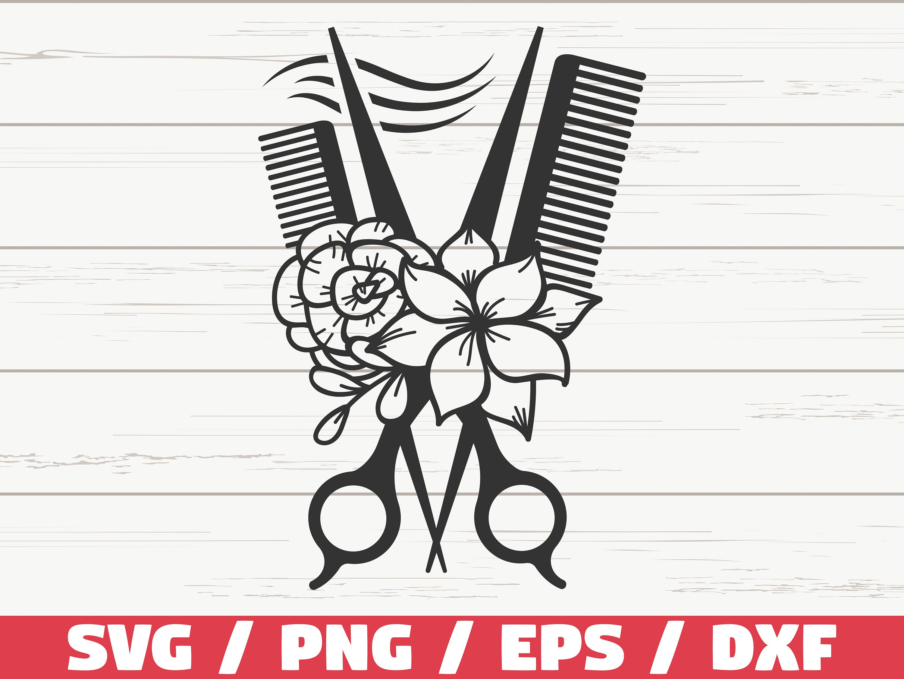 Hairdresser SVG / Floral Scissors SVG / Hairstylist SVG / Cut File ...