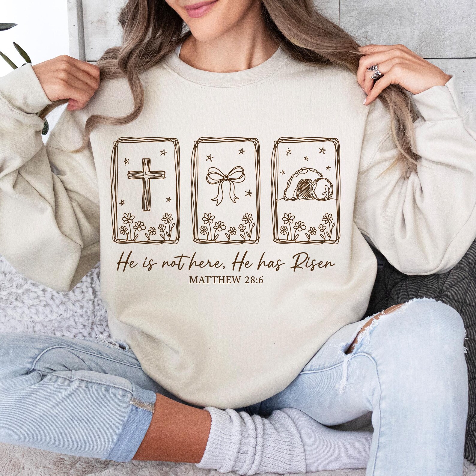 He is Not Here He Has Risen PNG / Retro Easter Christian PNG / Vintage ...