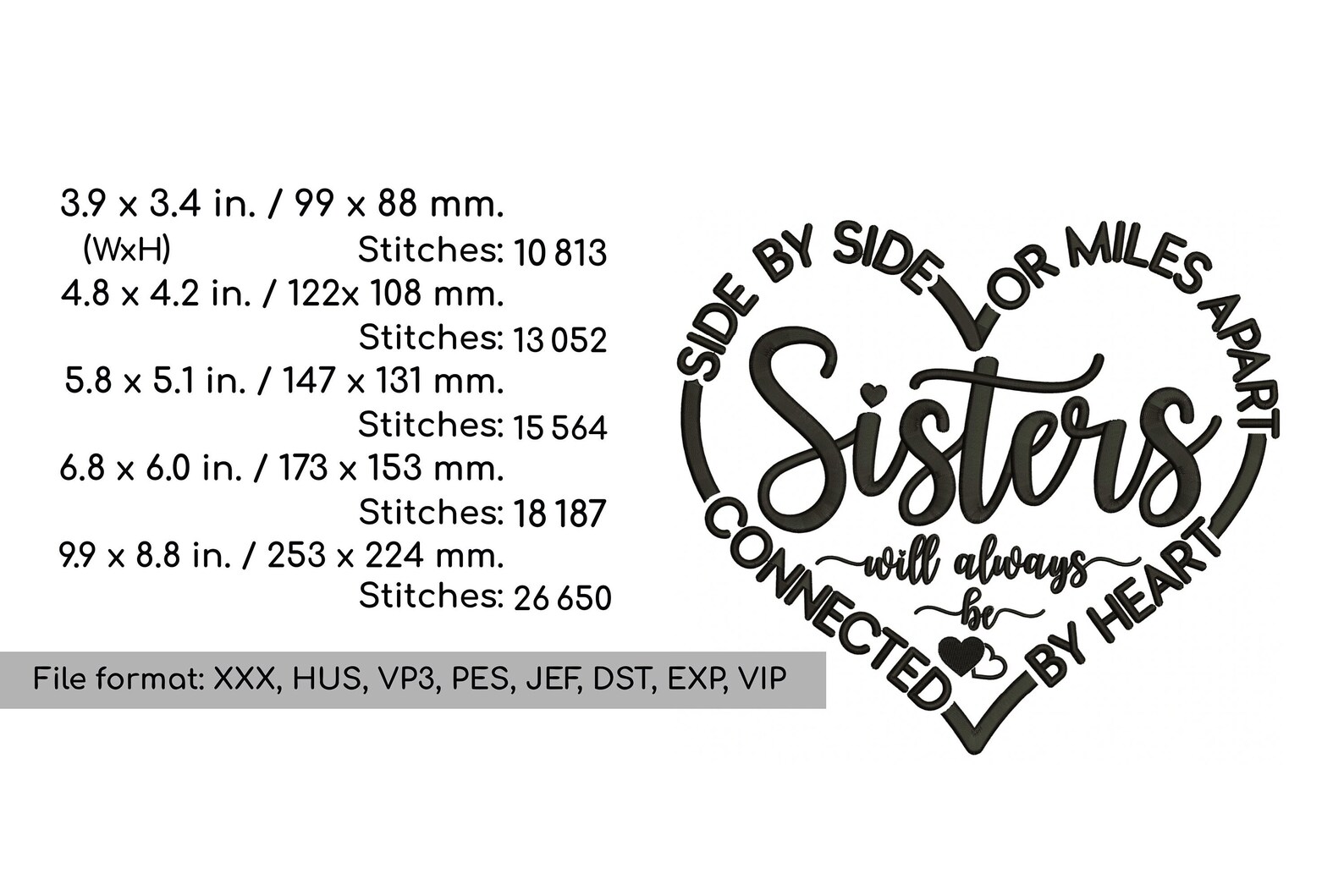 Sisters Machine Embroidery Design / 5 Sizes / Best Friends Embroidery ...