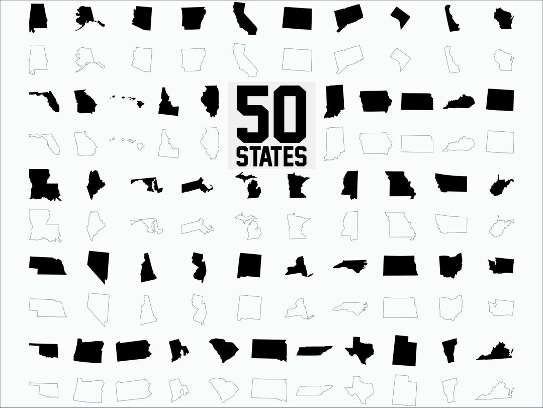 United States Svg/ States Vector/ All States Svg/ States Clipart ...