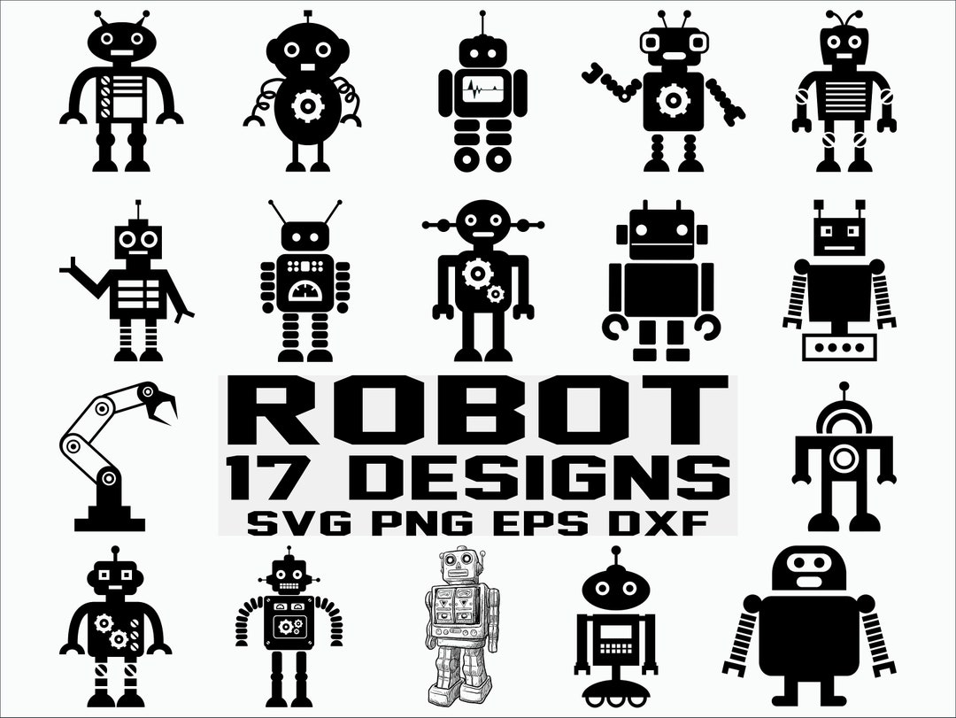 Robot SVG/ Robot Clipart/ Cut Files/ Cricut/ Silhouette/ Iron On/ Decal ...