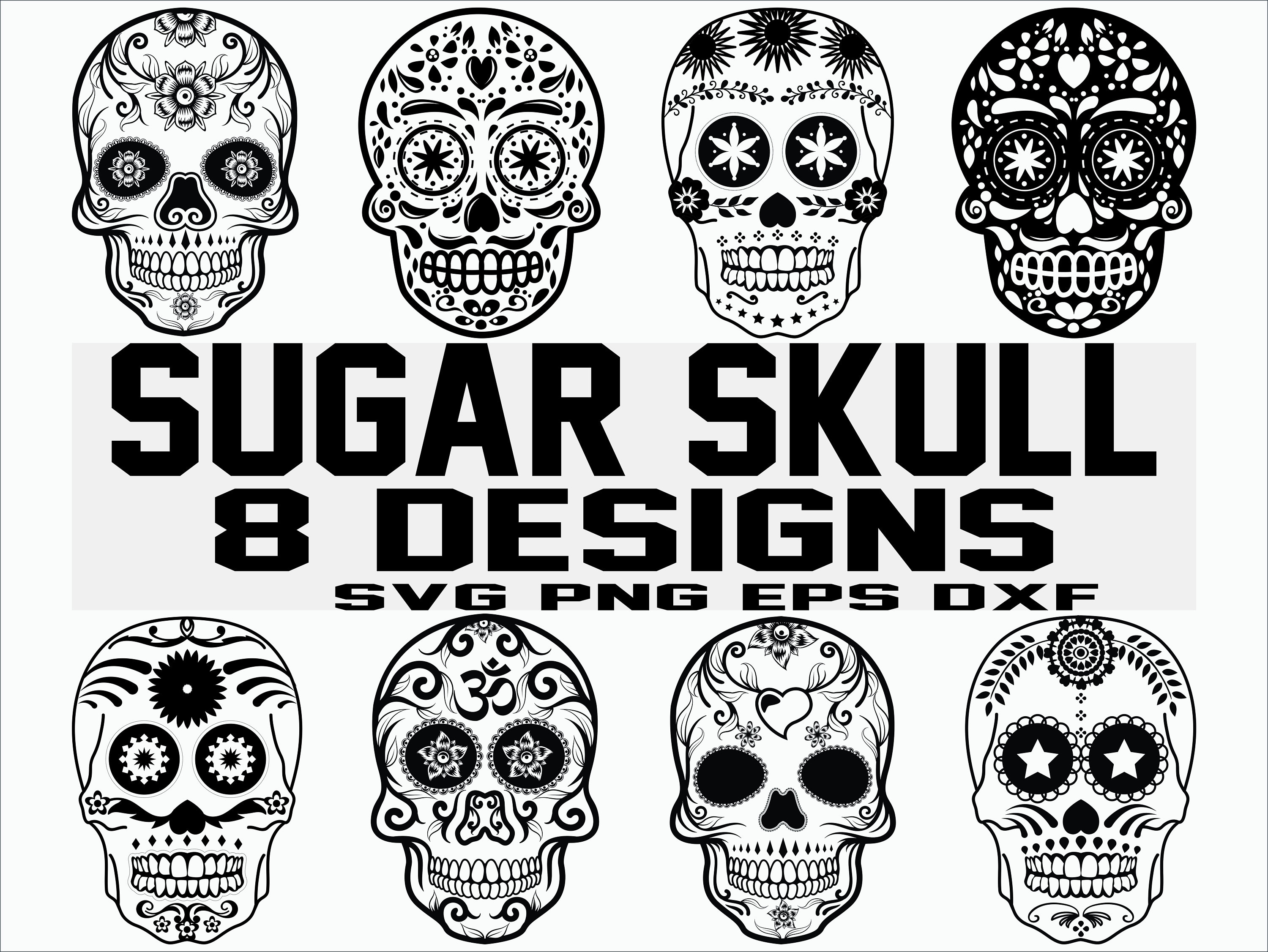 Sugar Skull Black And White Clip Art