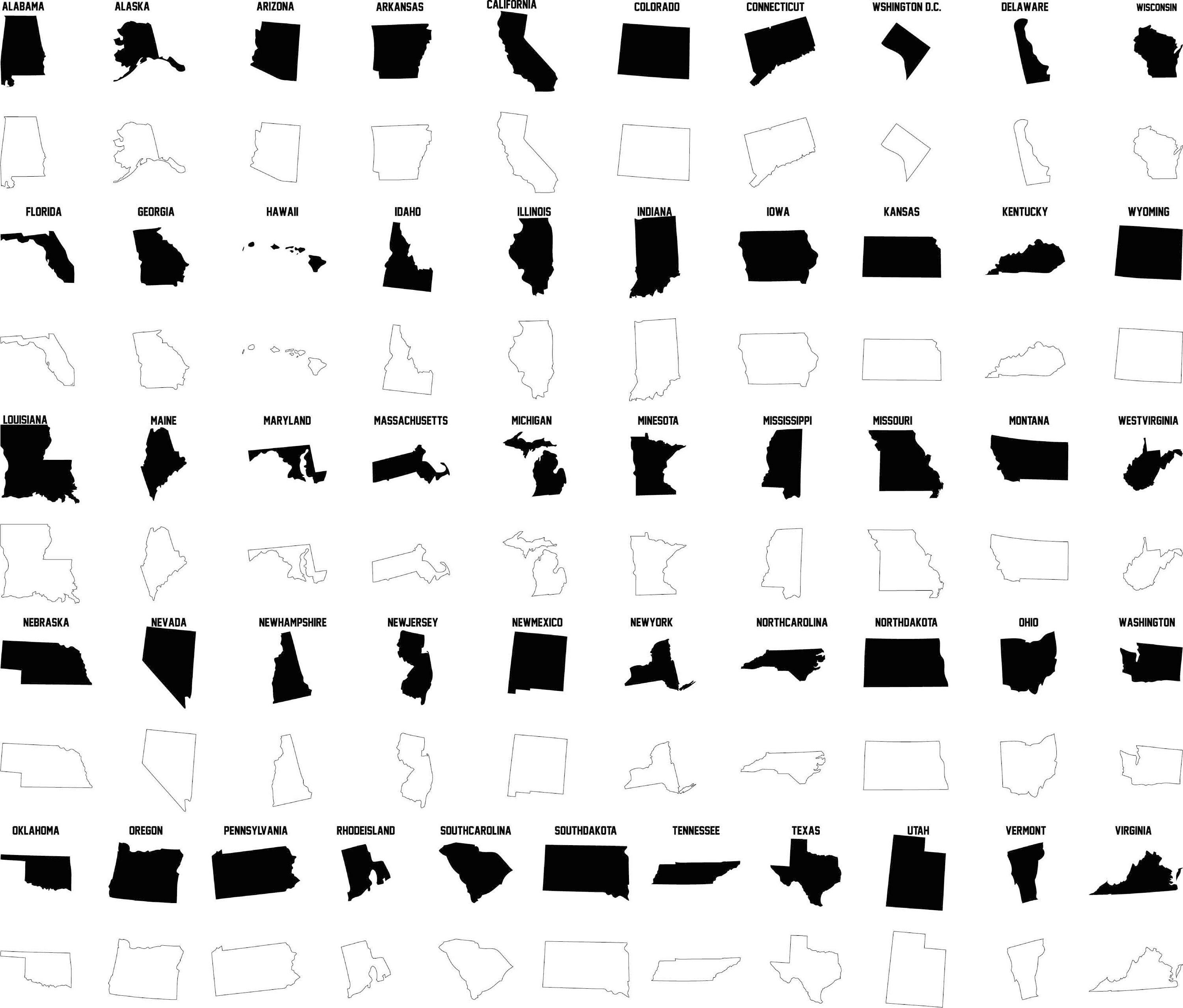 United States Svg/ States Vector/ All States Svg/ States - Etsy