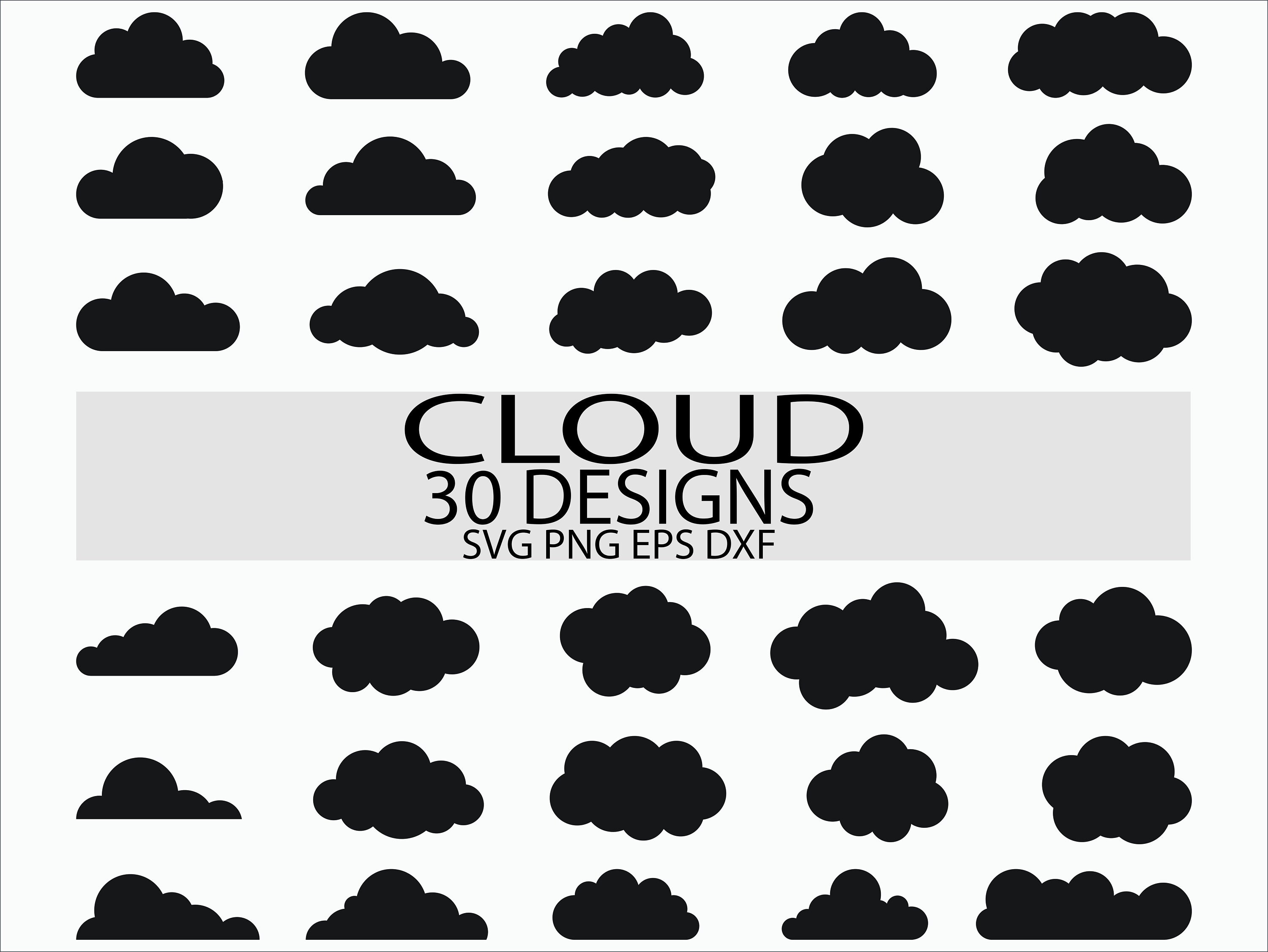 Cloud Svg File Cloud Clipart Cloud Vector Cloud Bundle Svg Etsy