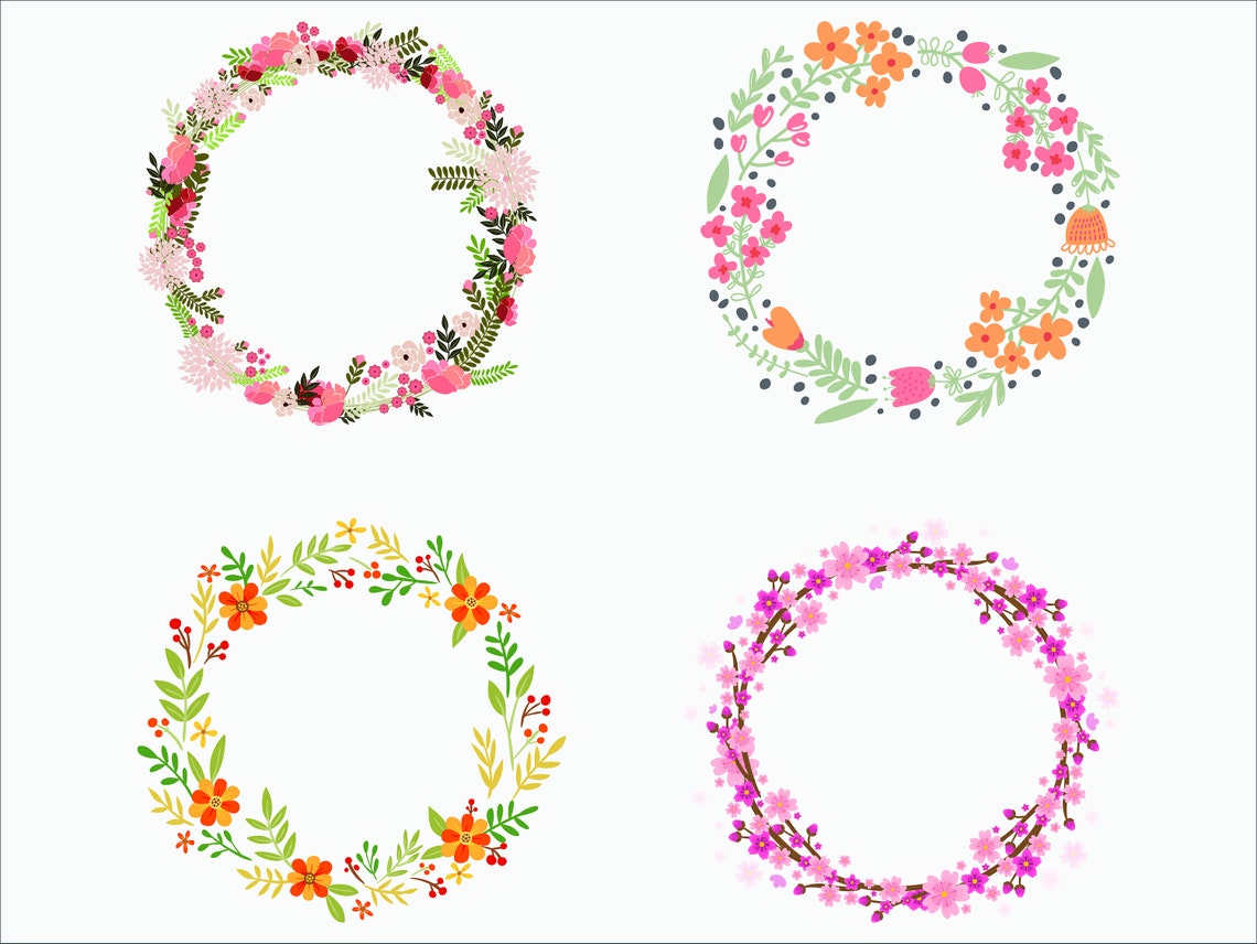 Watercolor Floral Spring Wreaths SVG/ PNG/ EPS/ Spring - Etsy