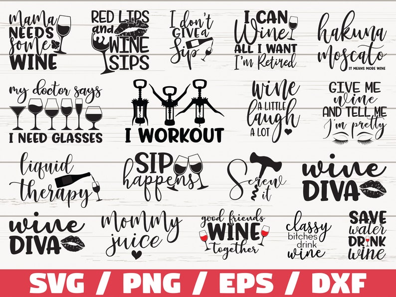 Wine Bundle SVG / Wine Svg / Wine Glass Svg / Cut File / - Etsy Australia