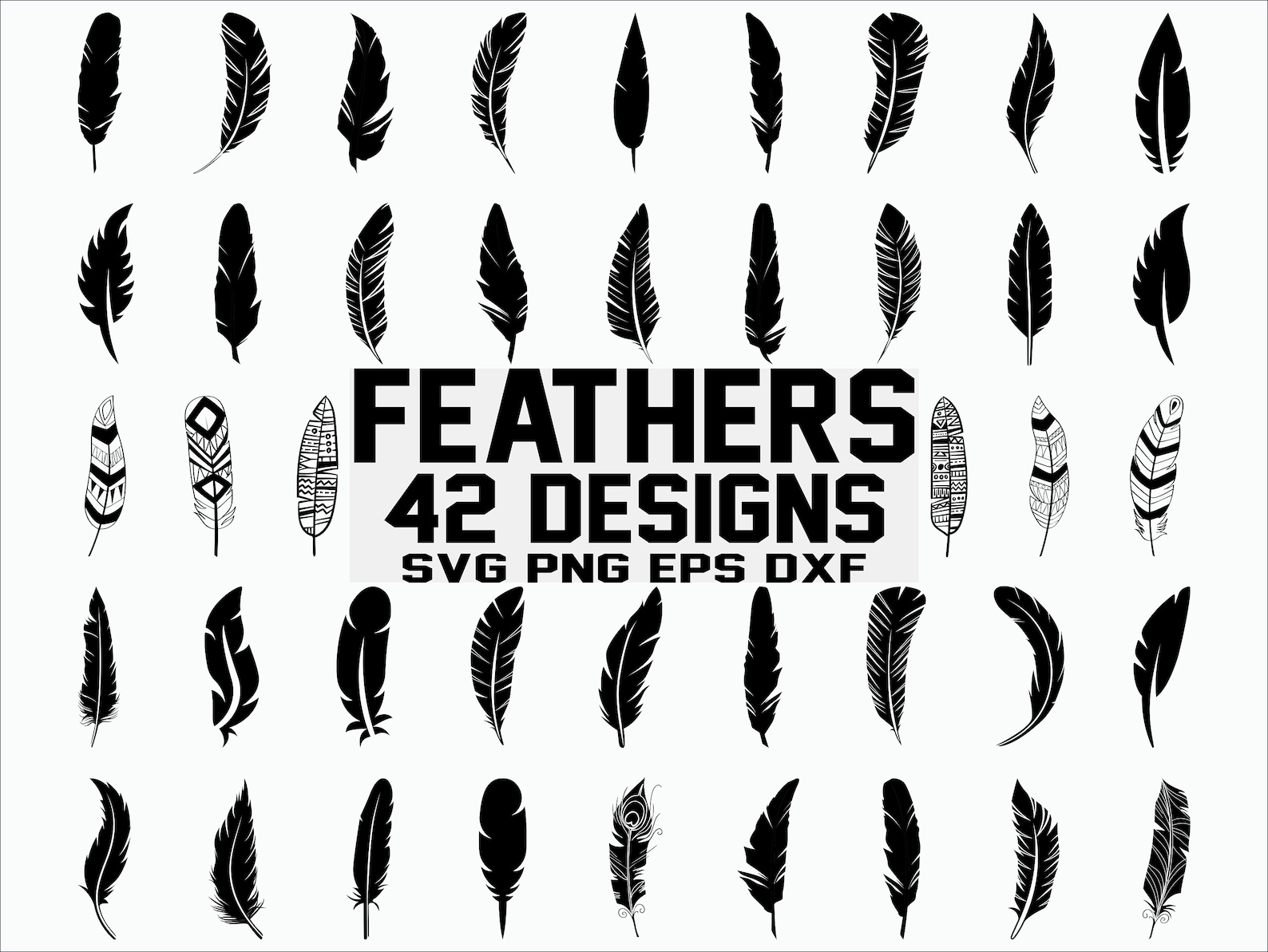 FEATHER SVG/ Feathers Svg/ Clipart/ Cut Files/ Silhouette/ Files for ...