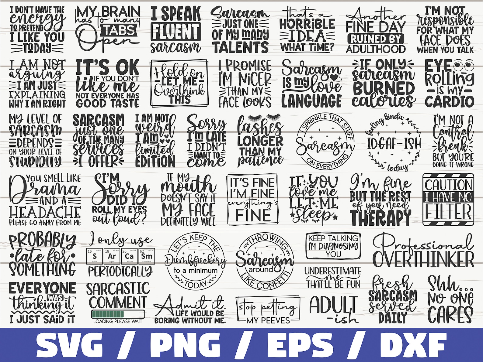 40 Funny Quotes SVG Bundle / Sarcastic SVG Bundle / Cut File / - Etsy