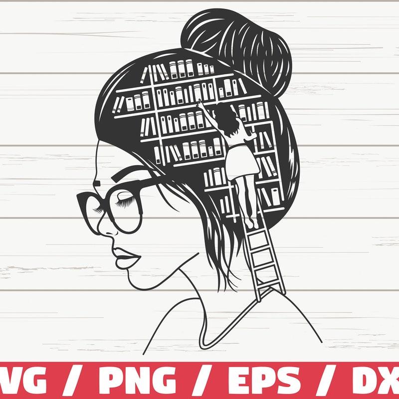Library Girl Svg - Etsy