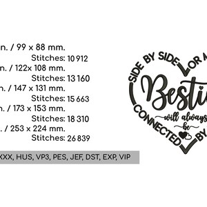 Besties Machine Embroidery Design / 5 Sizes / Best Friends Embroidery ...
