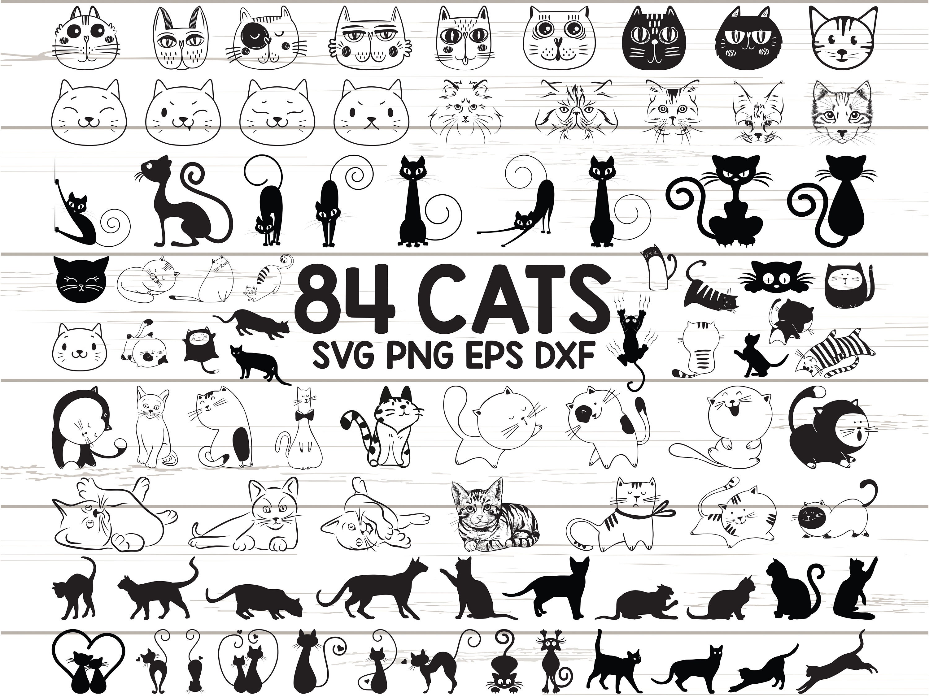 Instant Download PNG Digital Clipart Cute Kitty Svg Set of 12 Kitty Svg ...