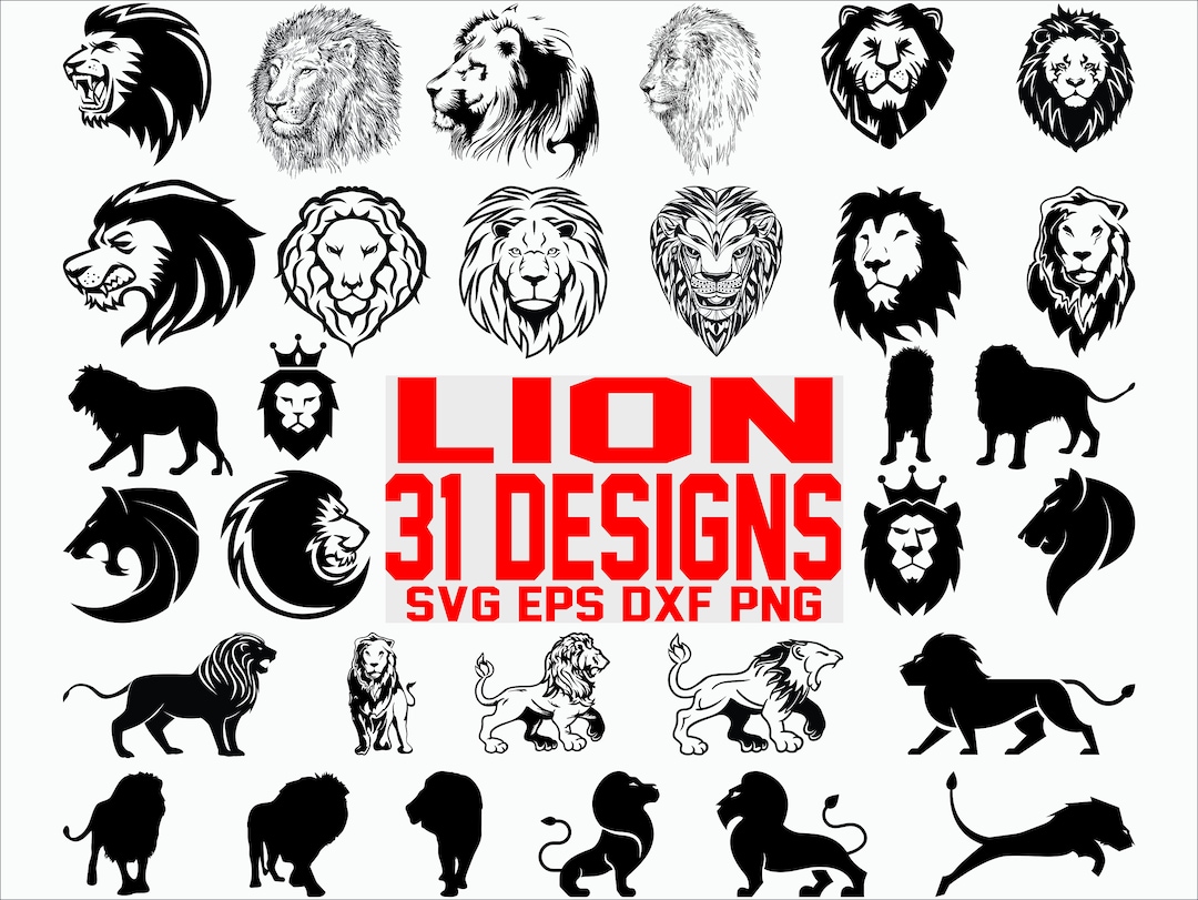 LION SVG BUNDLE/ Lion Head Svg/ Wild Animal Svg/ African Animal/ Zoo ...