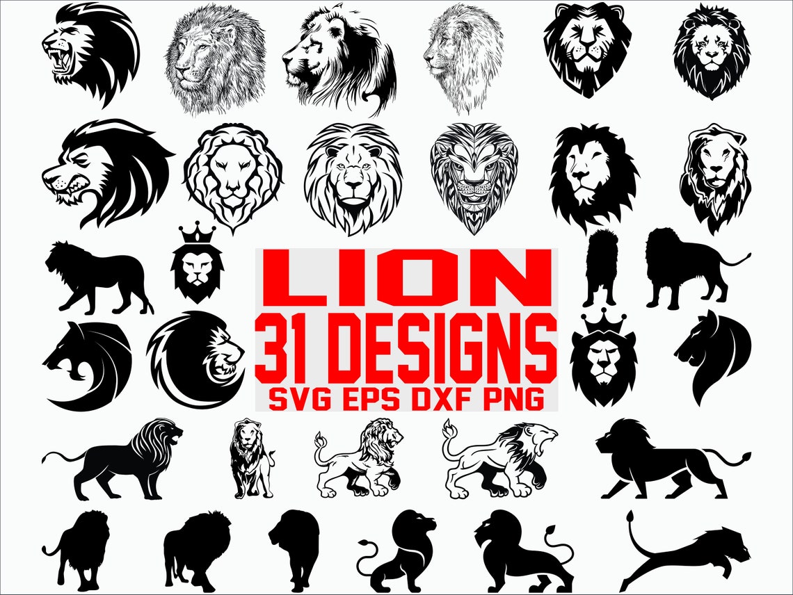 LION SVG BUNDLE/ Lion Head Svg/ Wild Animal Svg/ African Animal/ Zoo ...
