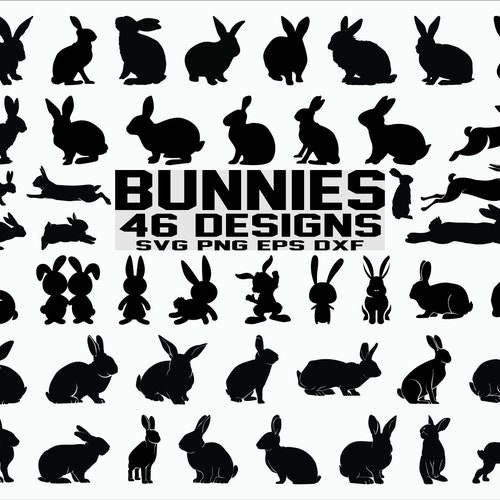 100 RABBIT SVG BUNDLE Easter Bunny Svg Rabbit Silhouette - Etsy