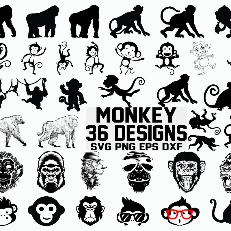 Monkey Svg - Etsy
