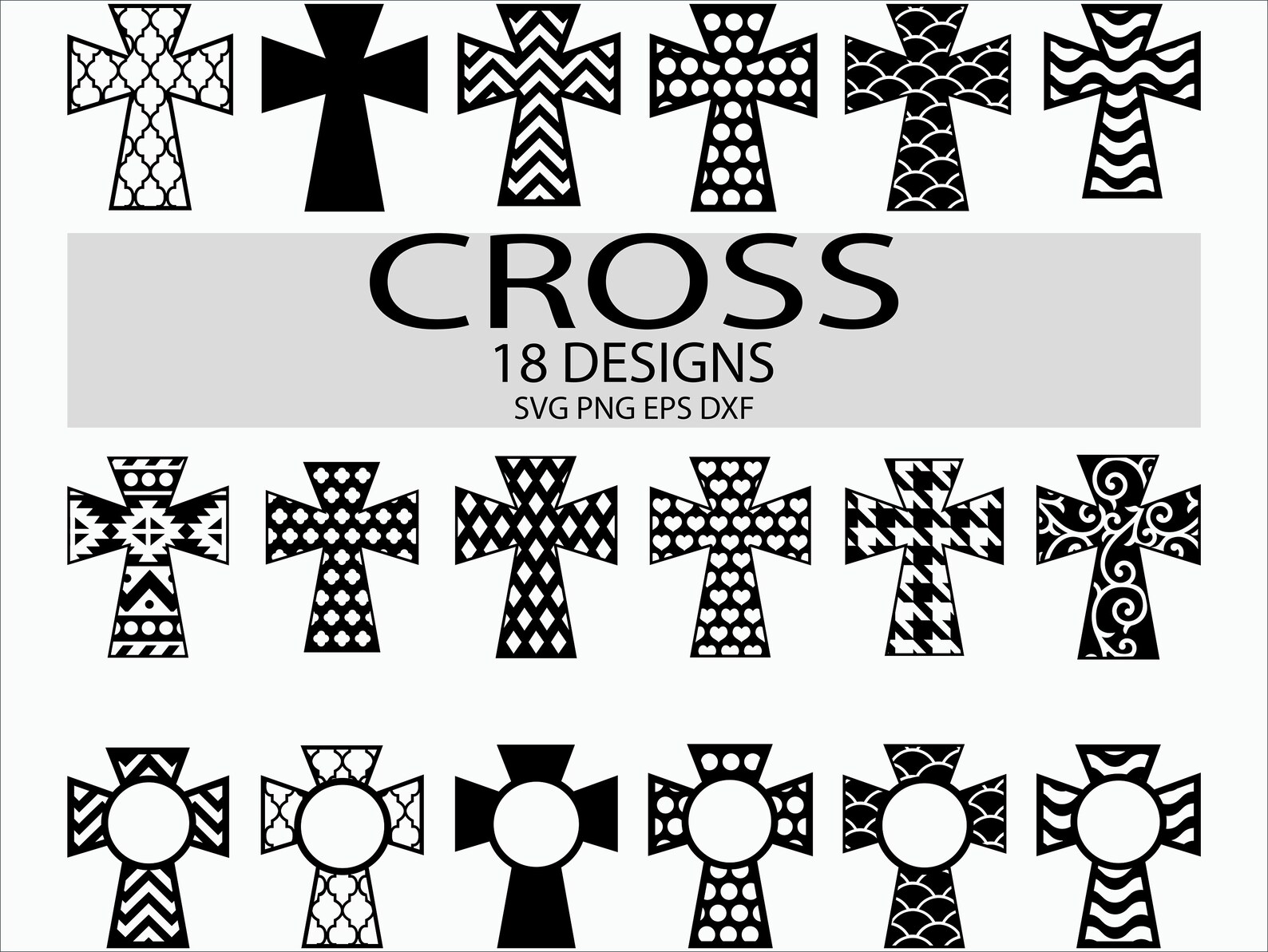 CROSS SVG Christian Monograms/ Patterned Chevron Clip Art/ Easter Svg ...