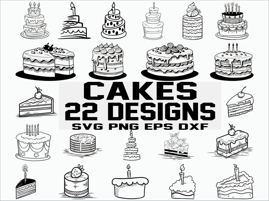Cakes Svg/ Birthday Svg/ Dessert Svg/ Baking Svg/ Wedding Svg/ Clipart ...
