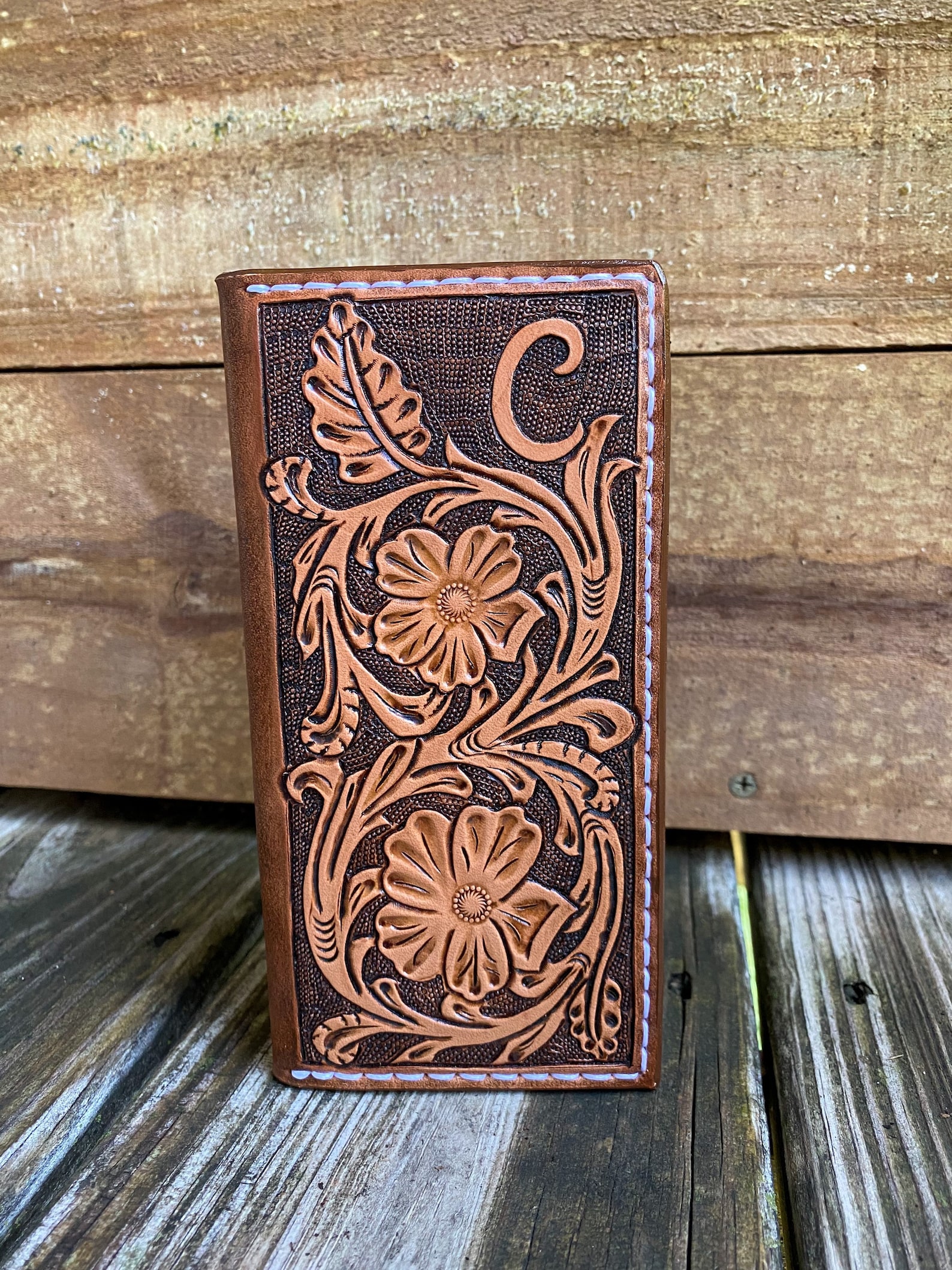 Sheridan Hand Tooled Leather Roper Wallets | Etsy