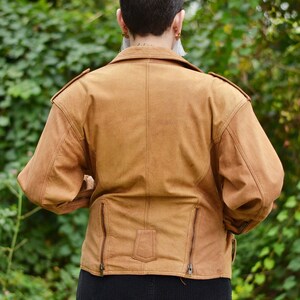 Vintage Tan Leather Outlaw Biker Jacket - Etsy