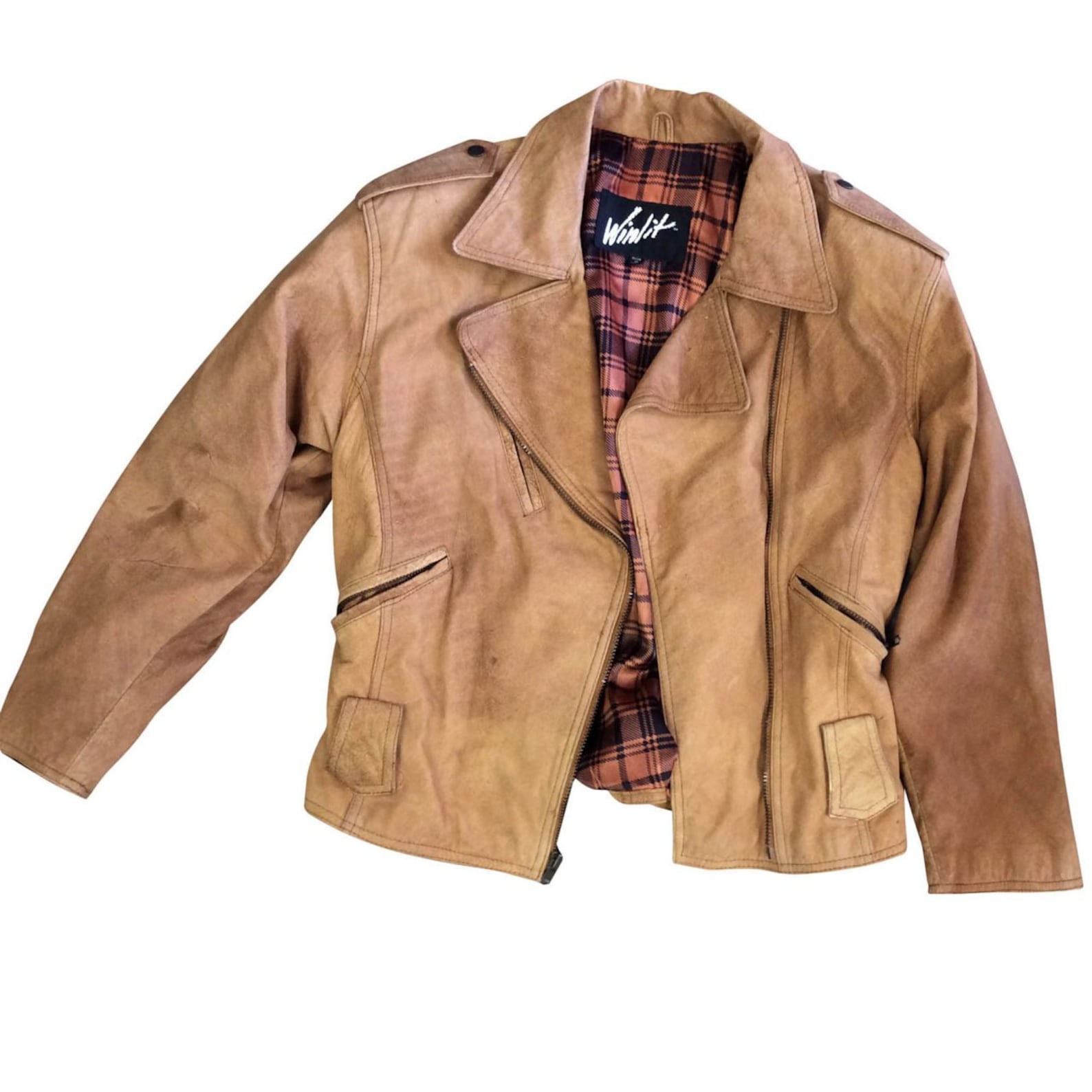 Vintage Tan Leather Outlaw Biker Jacket - Etsy