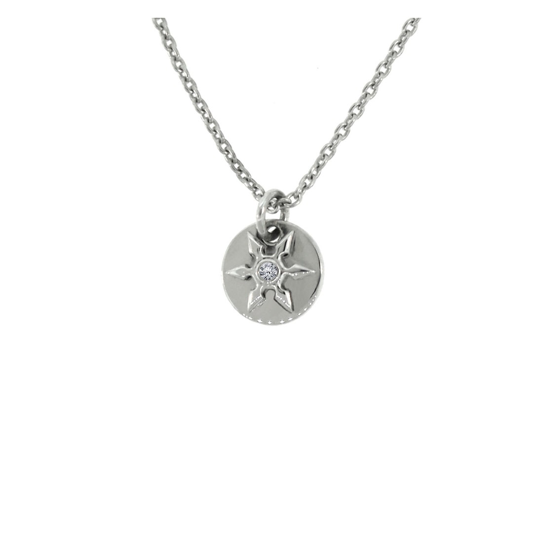14k White Gold Diamond Pendant Necklace Ninja Star - Etsy
