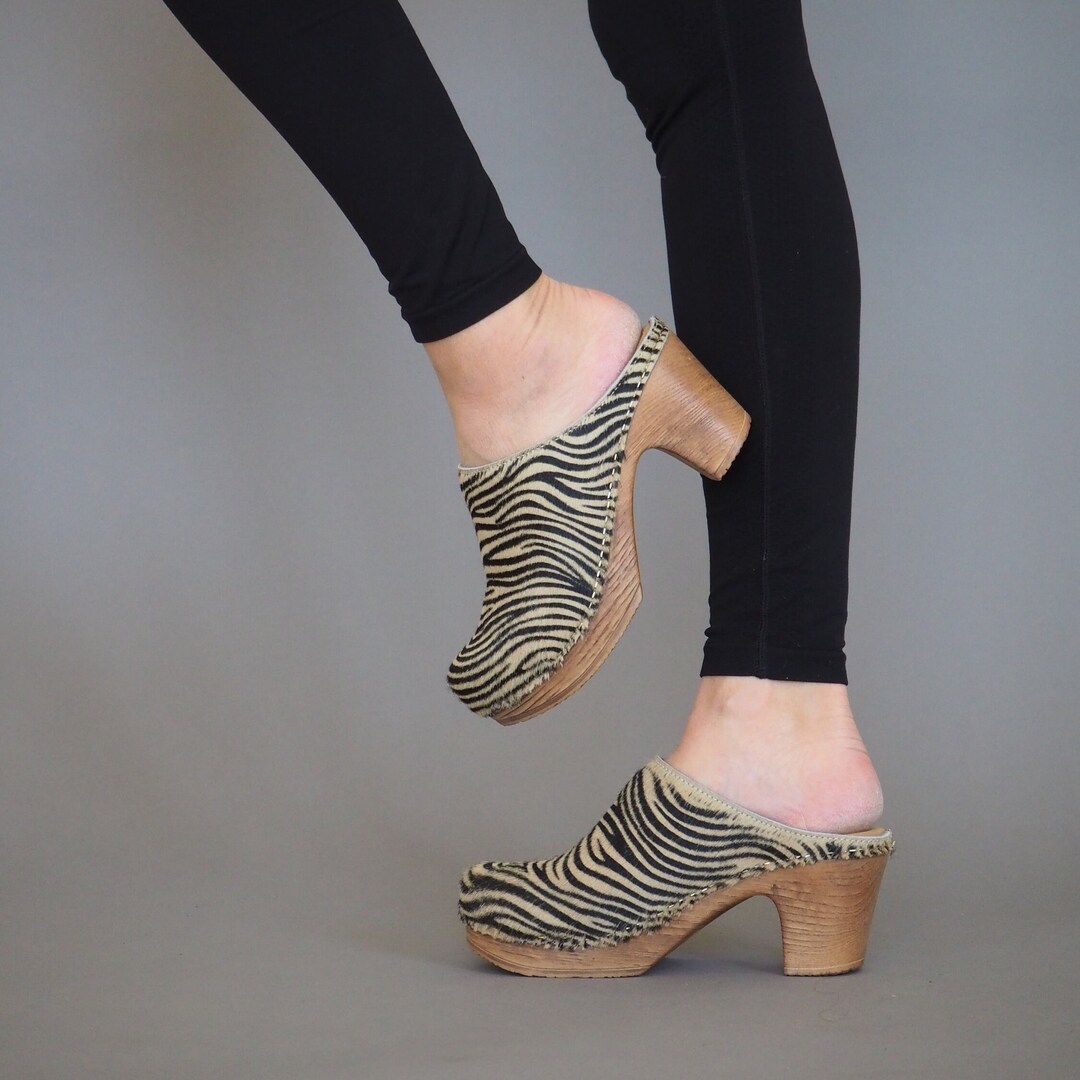 Zebra Pony Skin Clog High Heel Classic Clog Vintage Style - Etsy