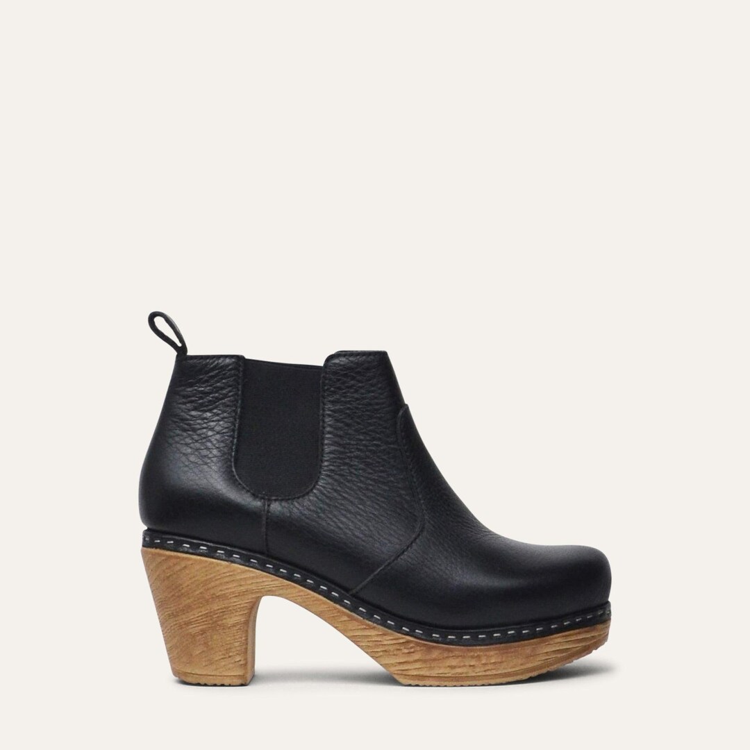 Handmade Leather Chelsea Clog Boots - Black Ankle Booties - Calou - Etsy