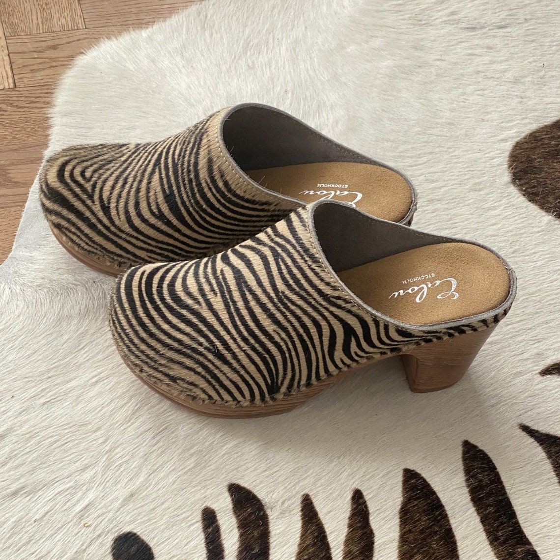 Zebra Pony Skin Clog High Heel Classic Clog Vintage Style - Etsy