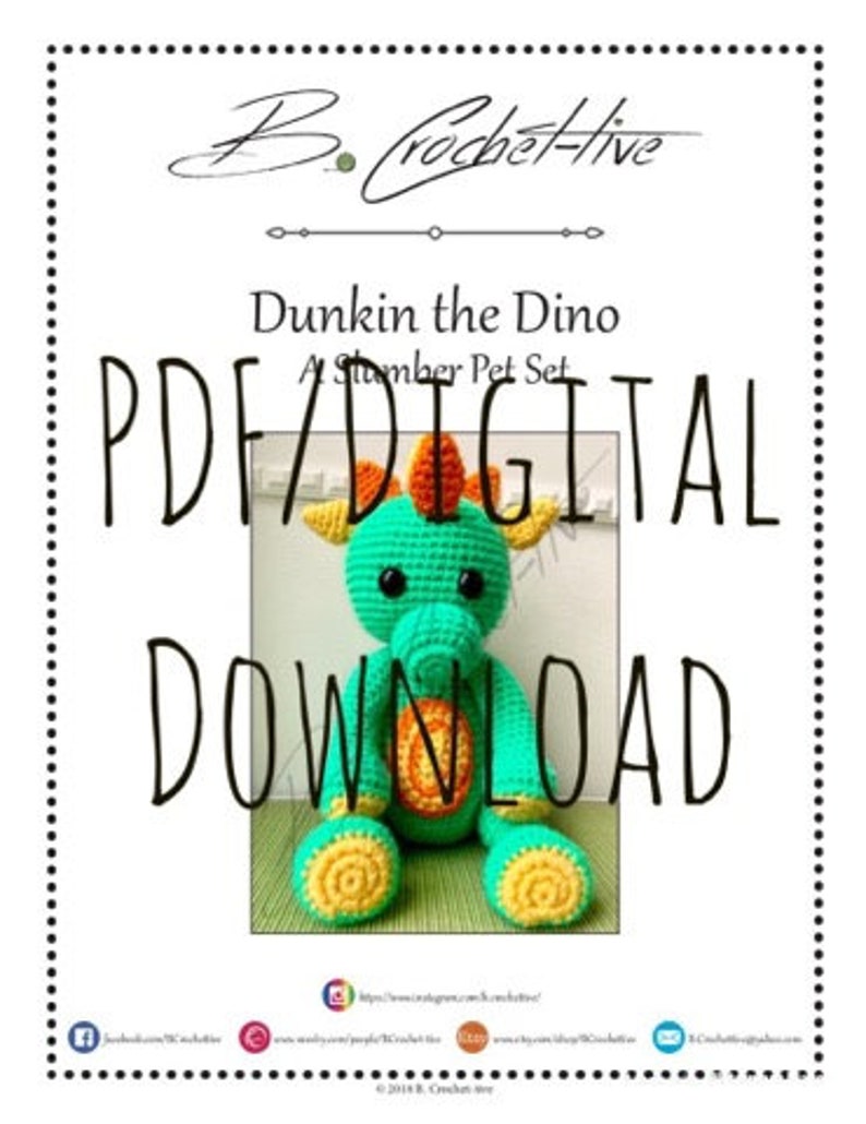 Dunkin the Dino & Unity the Unicorn Slumber Pet Set Pattern Bundle ...