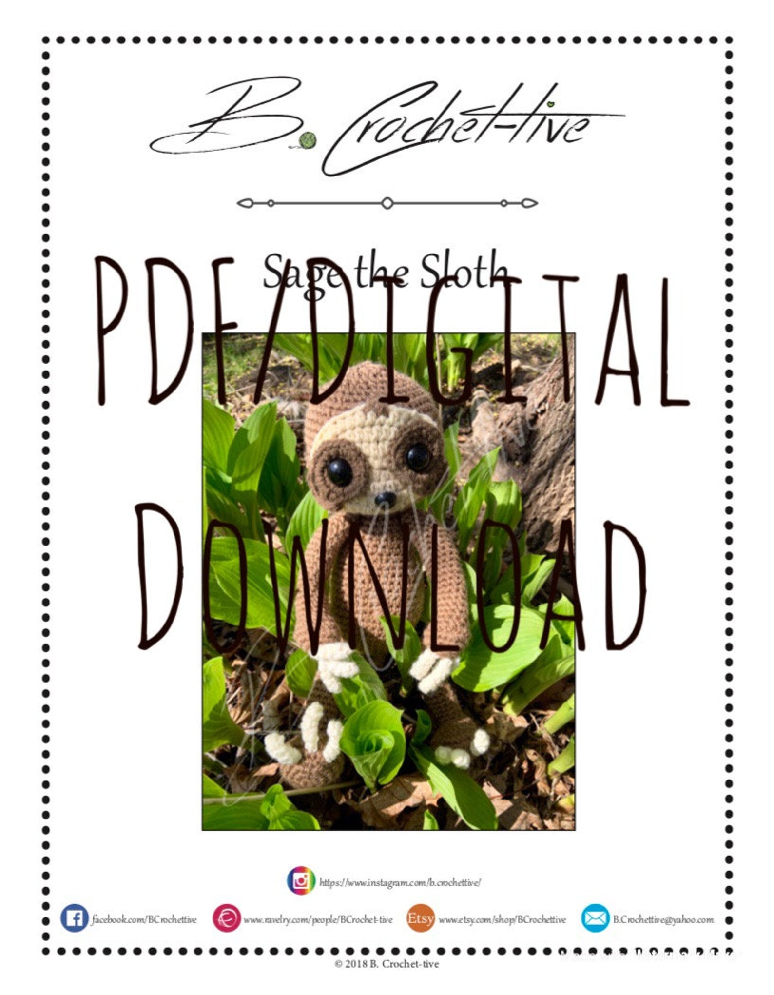 Sage the Sloth crochet PATTERN PDF ONLY | Etsy