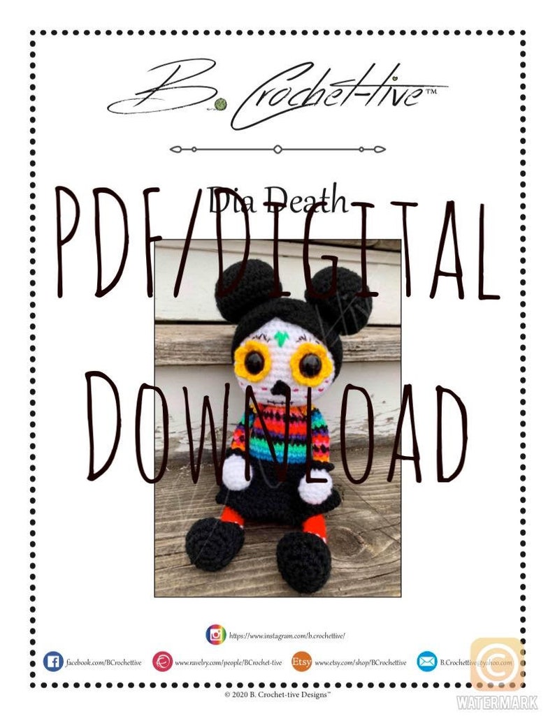 Dia Death a Day of the Dead Doll crochet PATTERN PDF ONLY - Etsy