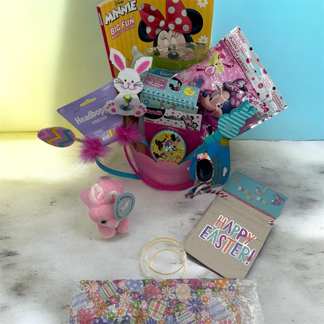 DIY Disney Minnie Mouse Easter Basket Gift Set Kids Activities Plush ...