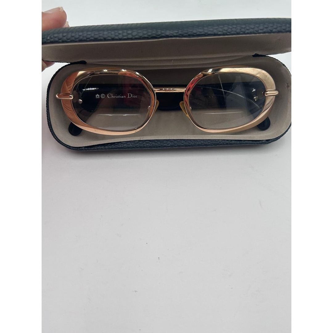 Christian Dior Vintage Carla 42W Gold Amber Oval Glasses Frames Austria ...