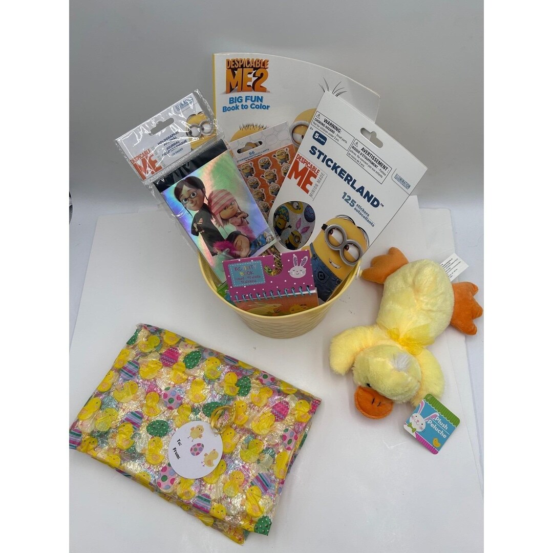 DIY Despicable Me Minions Easter Basket Coloring Book Stickers Plush ...