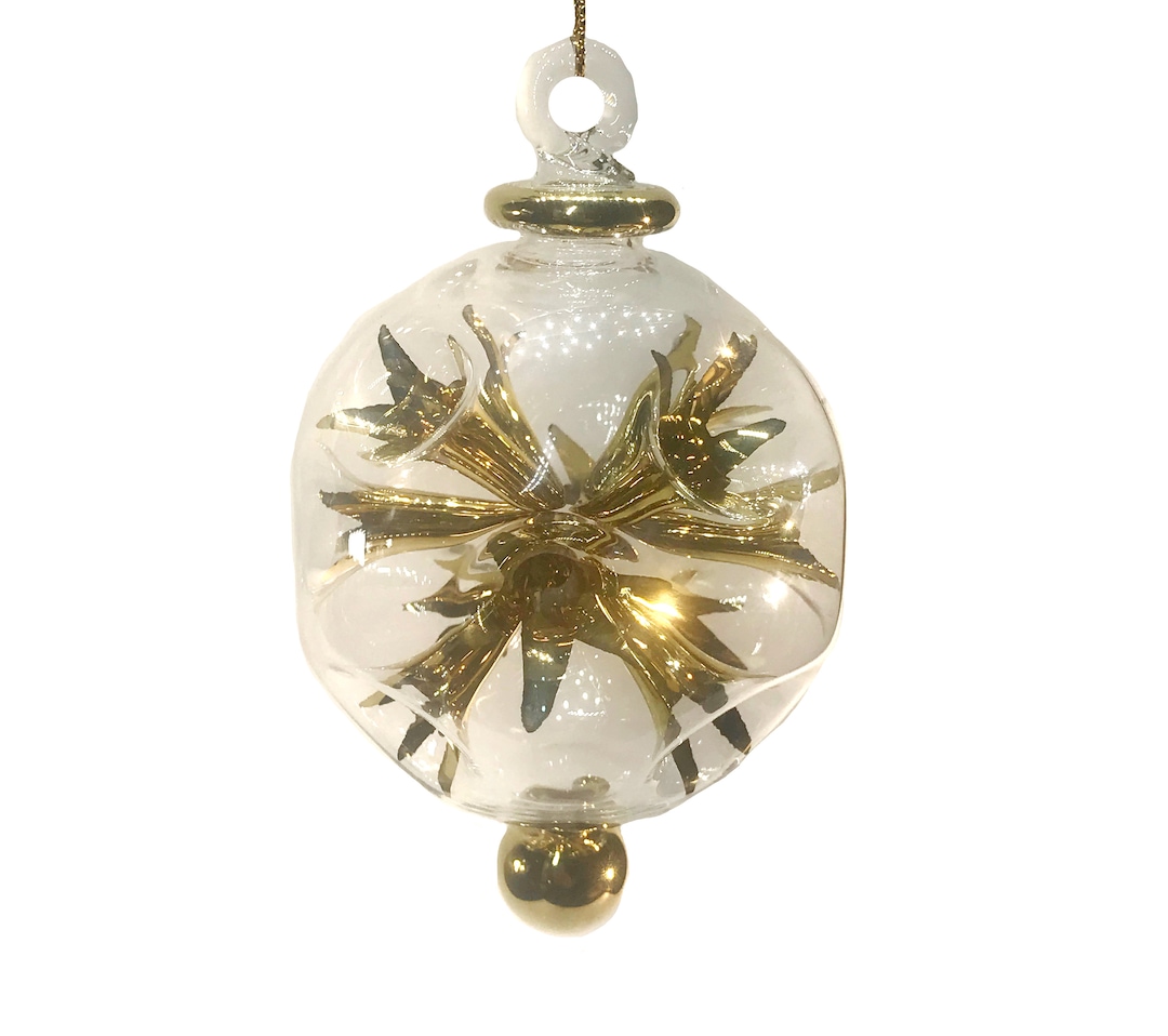 Mouth Blown Glass Flak Ball Christmas Ornament, Wedding Favors, Gift ...
