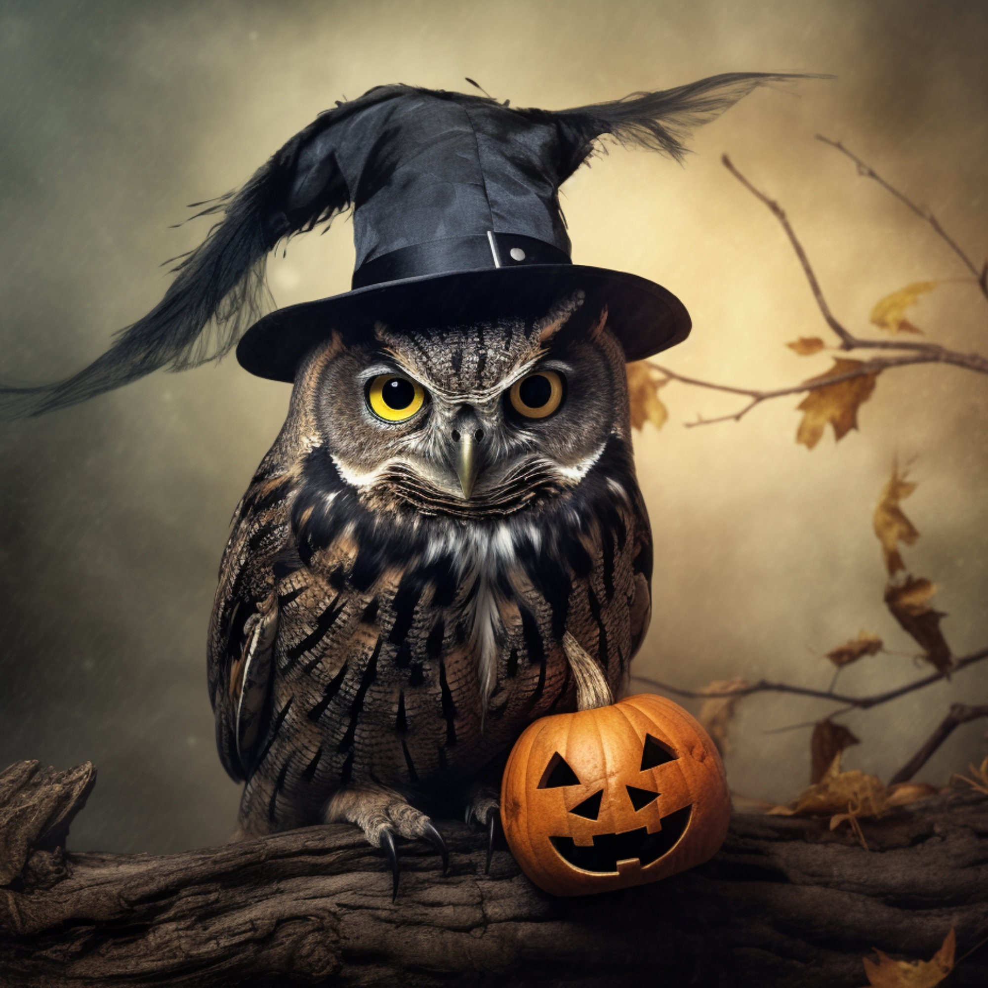 Spooky Owl, Halloween Digital Print, Halloween Wall Art, Halloween Gift ...