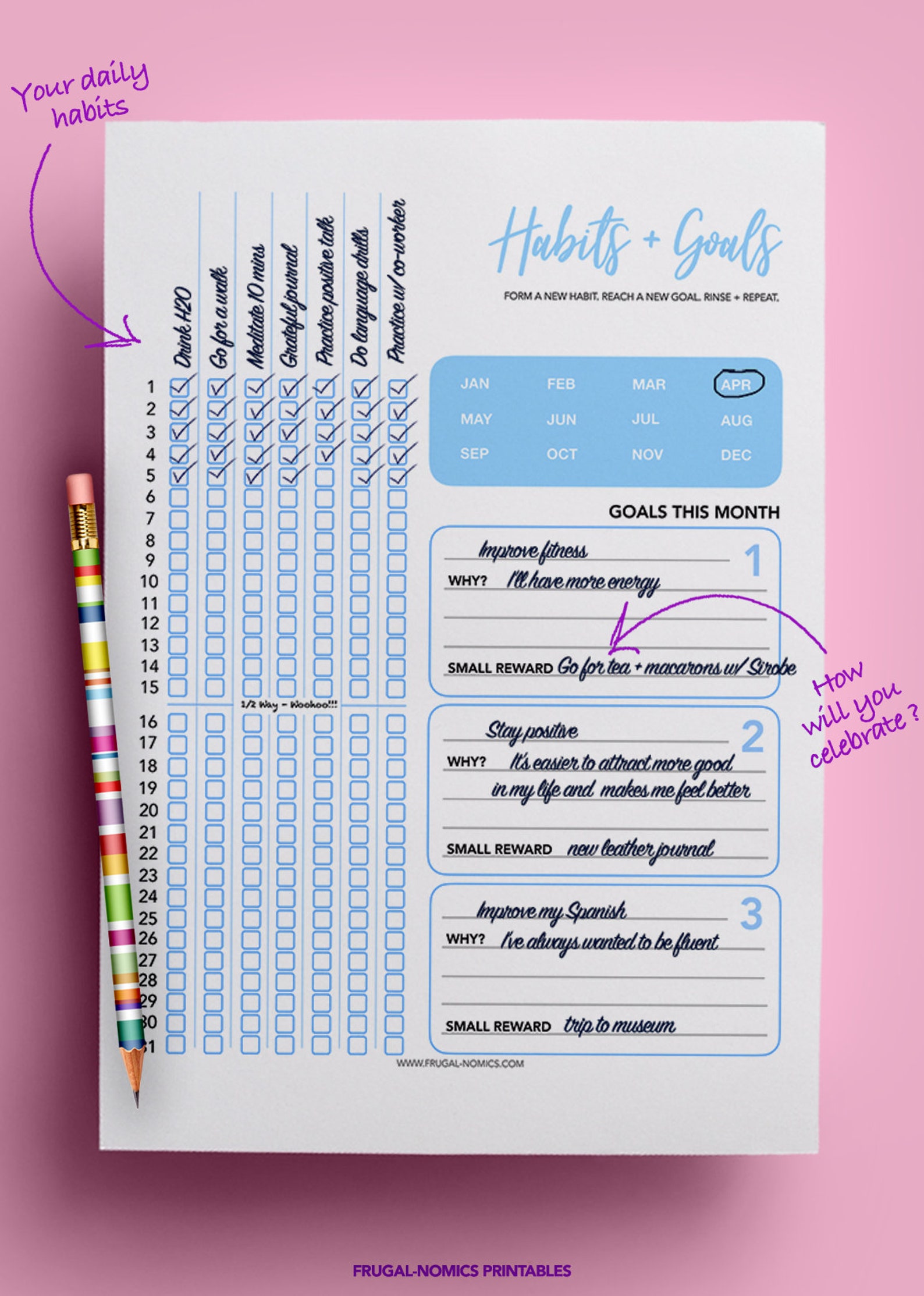 Habit Tracker, Printable, Instant Download, Daily Habits, Habit Planner ...