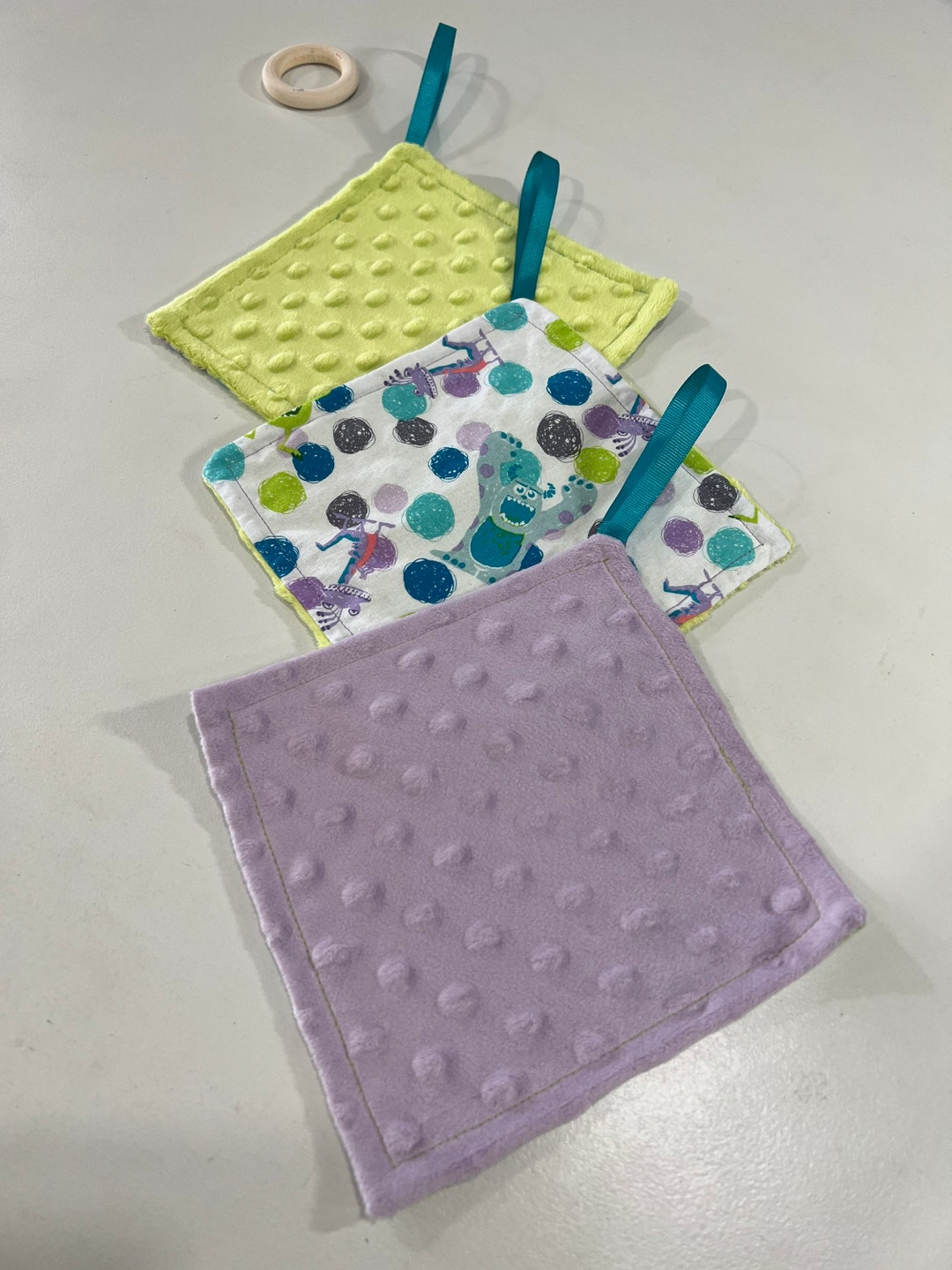 Monsters, Inc on Polka Dots Minky Binky Holder - Etsy