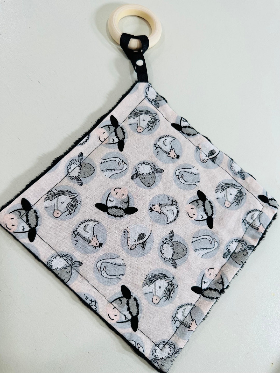 Farm Animals in Pastel Pink Minky Binky Holder - Etsy