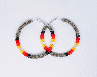 Native American Beaded Hoop Earrings - Etsy