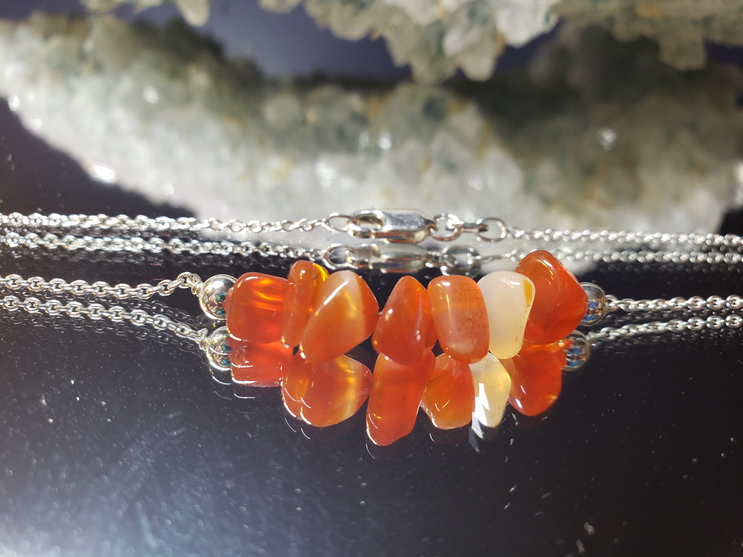Carnelian Agate July Birthstone Chip Bead Gemstone Sterling Silver ...