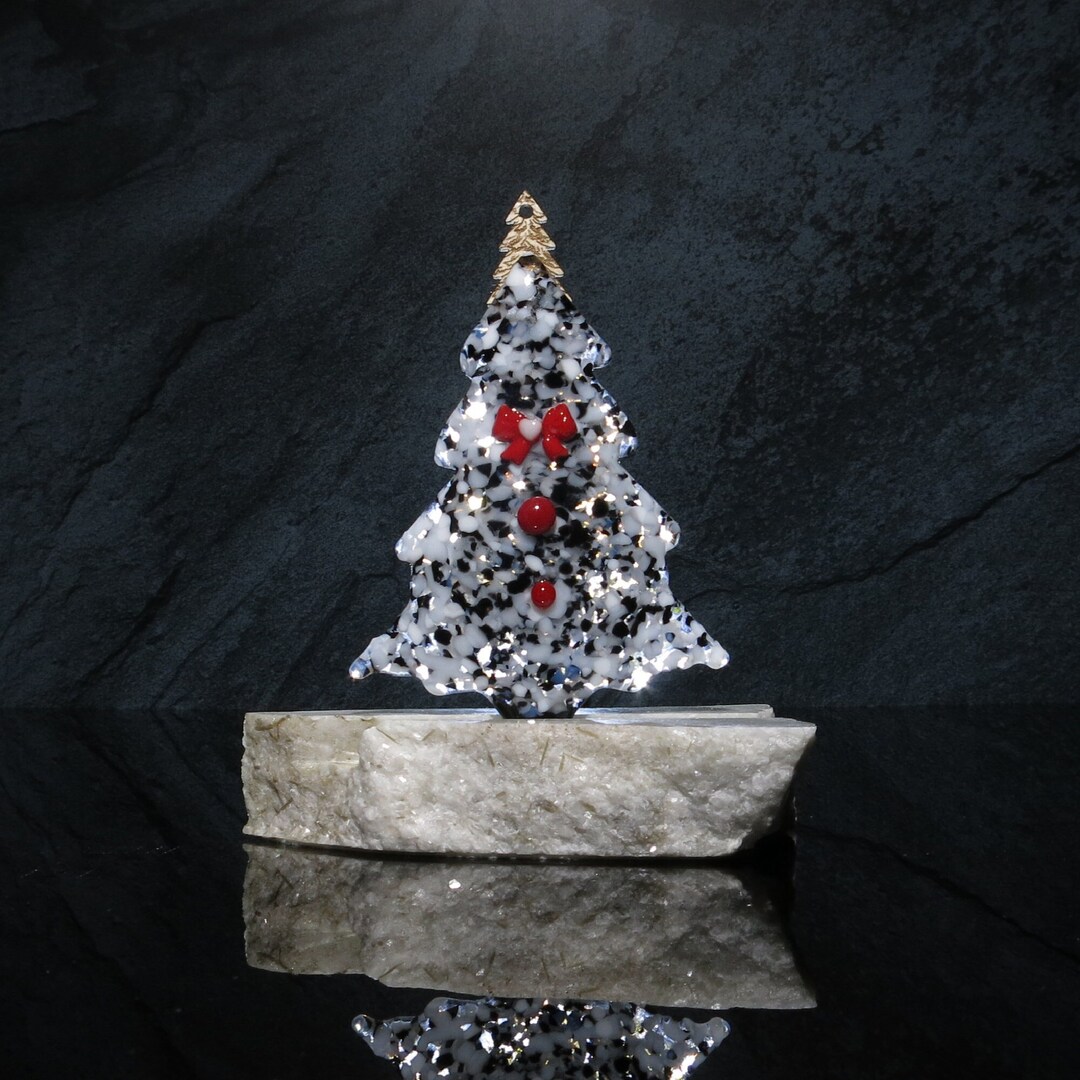 Christmas Tree Made With Fused Glass. Includes Wood Bail for Decorating ...