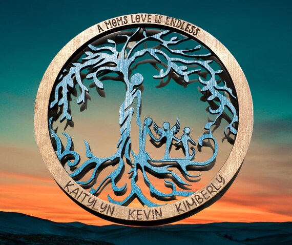 Tree of Life Mom and Children Child With Wings Available Can - Etsy