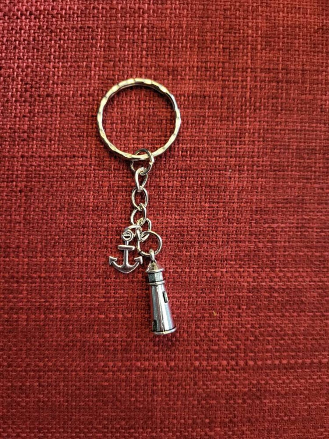 Lighthouse and Anchor Key Ring, Tibetan Silver Charms With Organza Gift ...
