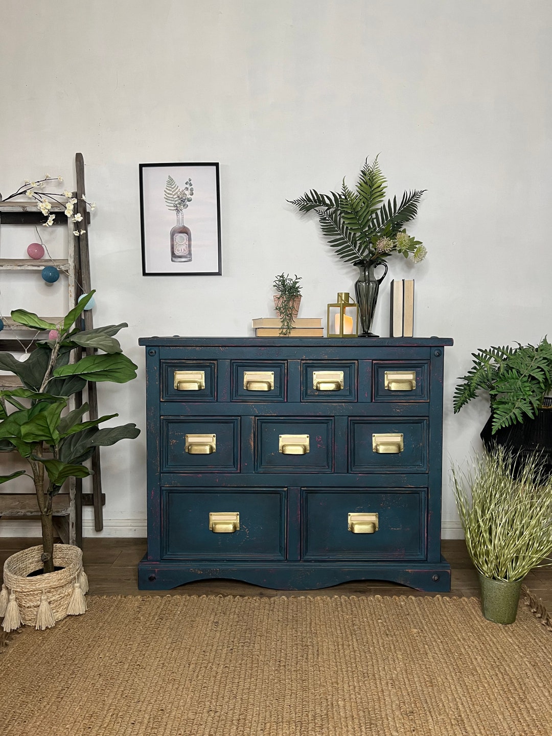 Vintage Industrial Apothecary Style Merchants Chest of Drawers Painted ...