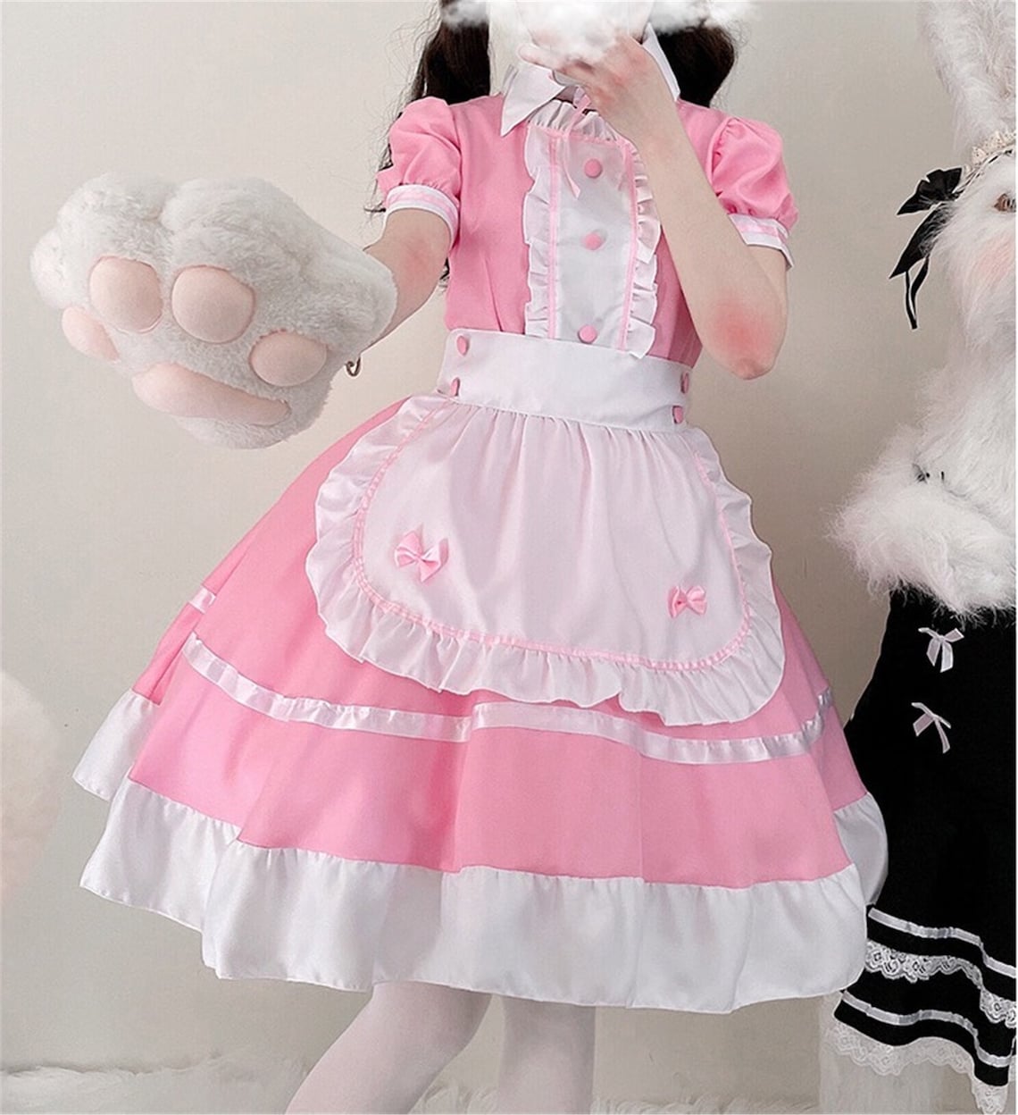 Sweet Pink Maid Outfit Lolita Adult Maid Uniform Cosplay | Etsy
