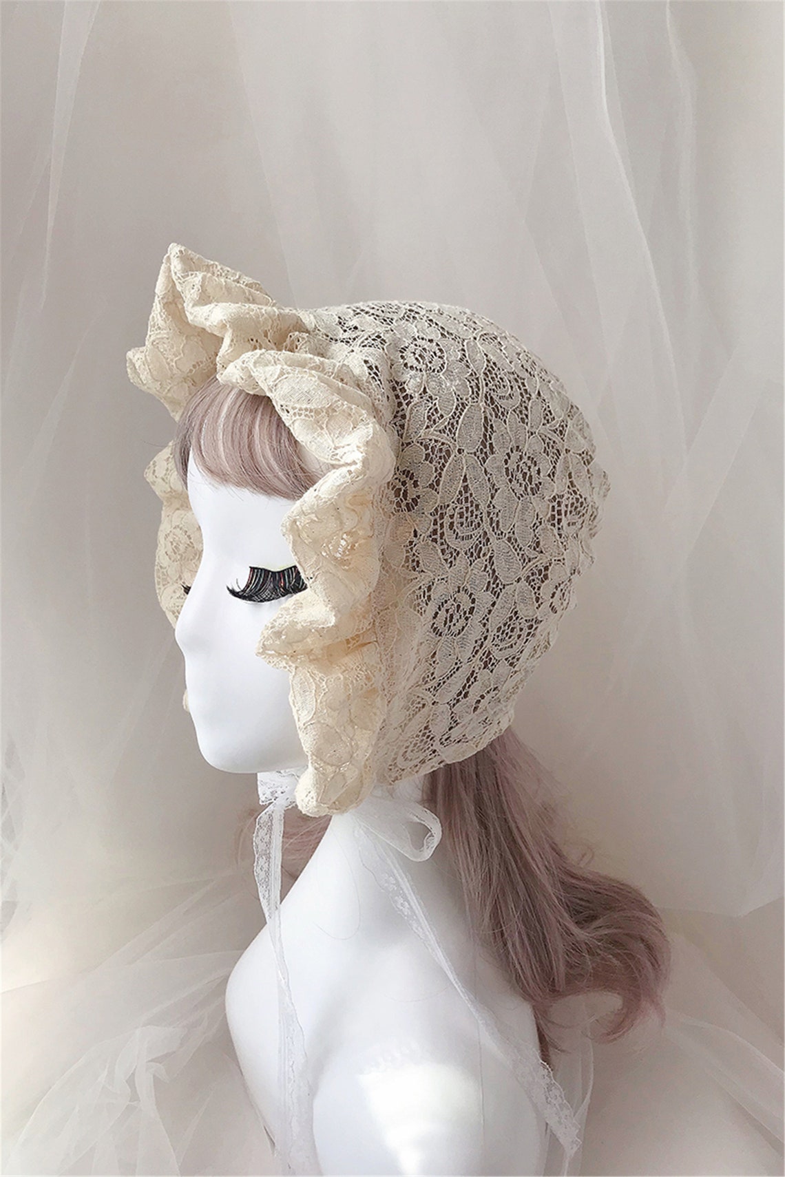 Cute Retro Cotton Lace Bonnet Lolita Bonnet Princess Bonnet | Etsy