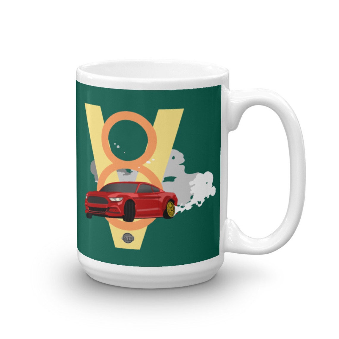 A Cool V8 Engine Tribute Mug Featuring a Drifting Stang - Etsy
